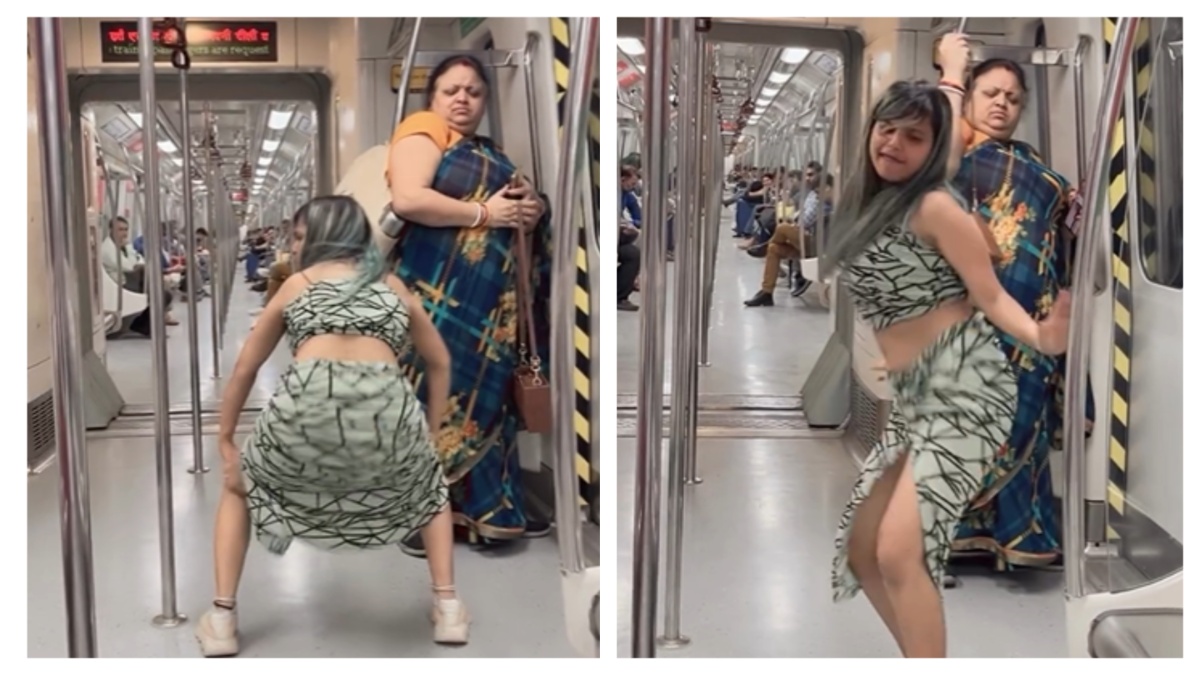 Delhi Metro Viral Video girl dance reel viral from delhi metro angry ...