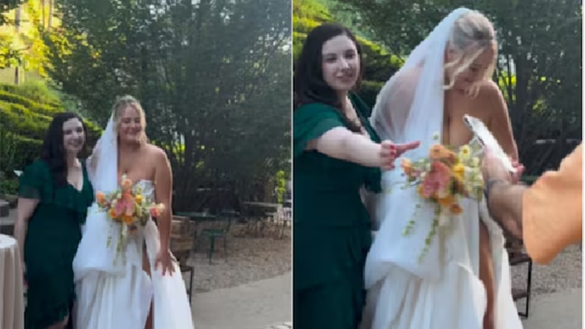 bride oops moment viral video bride revealing gown removed turning worst oops moment watch viral ...