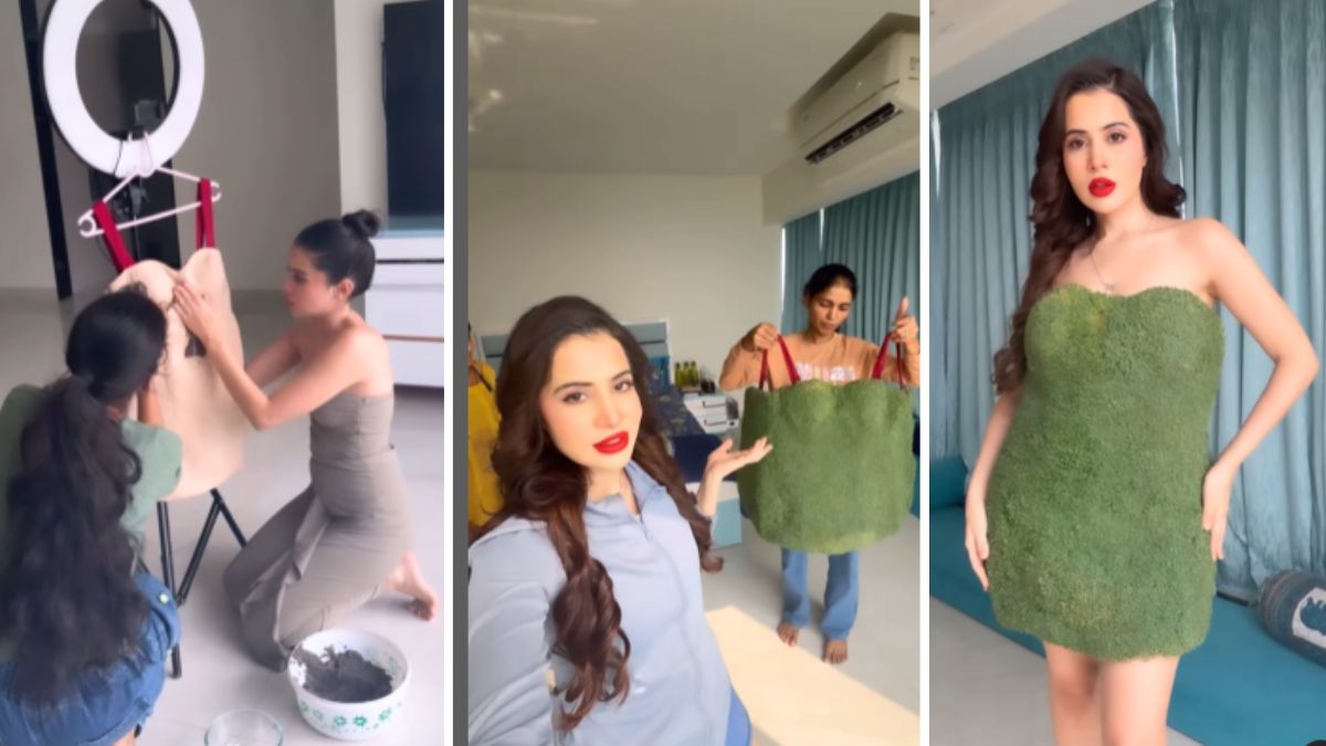 Uorfi Javed fulfilled Jackie shroff wish, made a dress with chia seeds ...