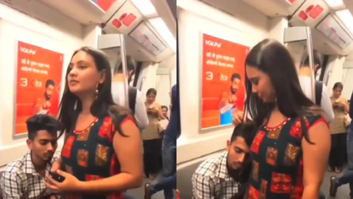 delhi metro viral video man sleeping beautiful girl gives support on ...