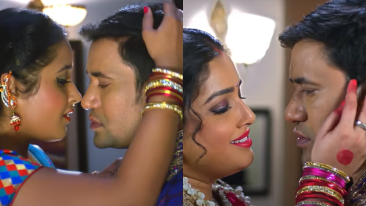 Bhojpuri Song Nirahua Kajal Raghwani Amrapali Dubey hot romantic Song Jhumka Jhulaniya Diha Goes ...