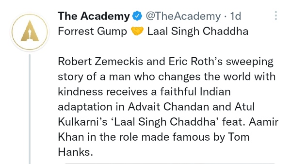 Laal Singh Chaddha: Academy Heaps Praises On Aamir Khan's Film, Calls It A Faithful Adaptation ...
