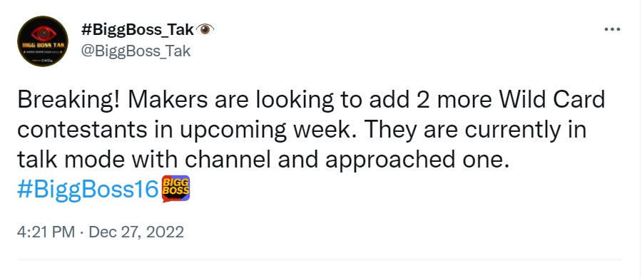 Bigg Boss 16 Update: Two New Wild Card Contestants To Enter Salman Khan ...