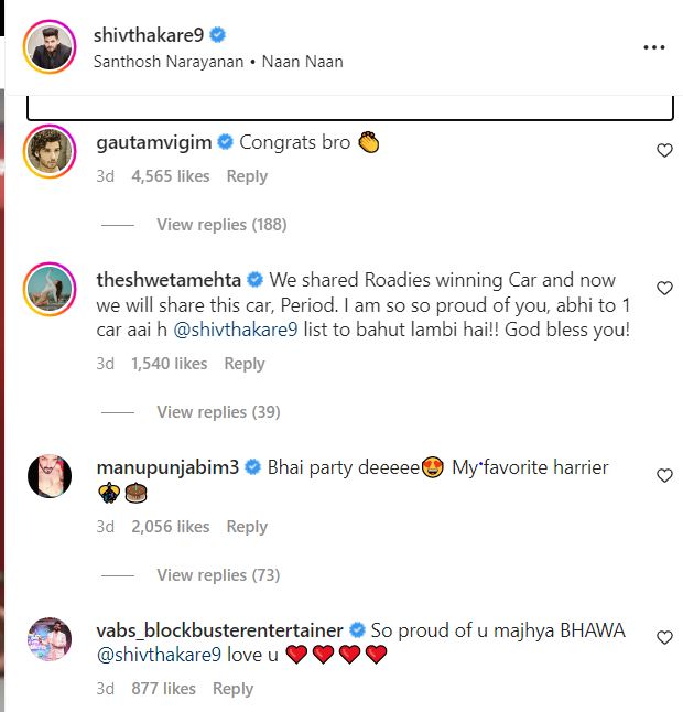 Shiv Thakare New Car Price: BFF Shweta Mehta Reaction Will Remind You ...