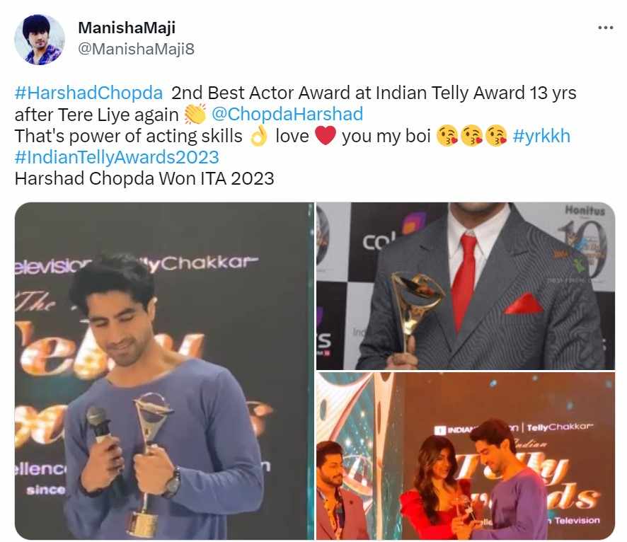 Indian Telly Awards 2023: Harshad Chopda Wins Second Best Actor Award ...