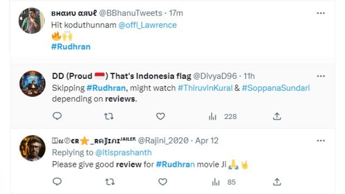 Rudhran Review | Rudhran Twitter Review: Raghava Lawrence's Re-Entry Film Attracts Family ...