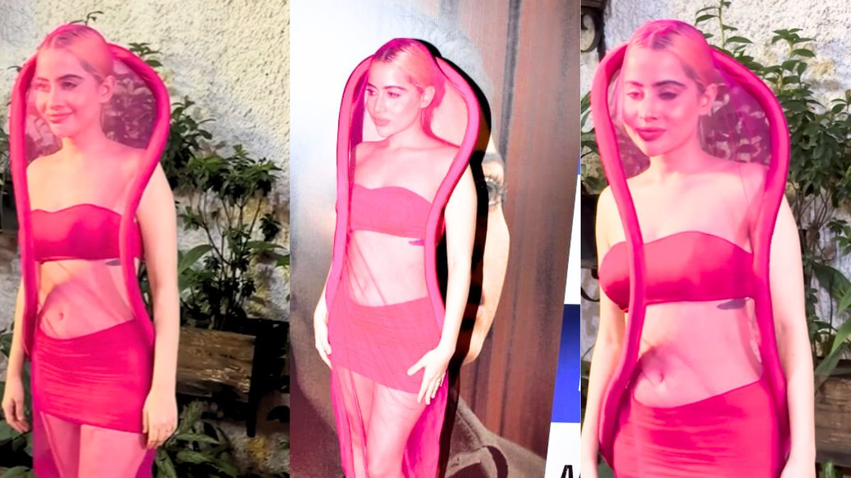 Urfi Javed Shocks In New BIZARRE Pink Net Outfit, Netizens Name It ‘Strawberry Condom'; Watch ...