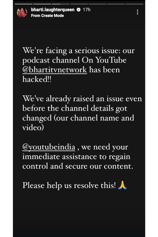 Bharti Singh’s YouTube Channel Hacked After The Name Got Changed ...