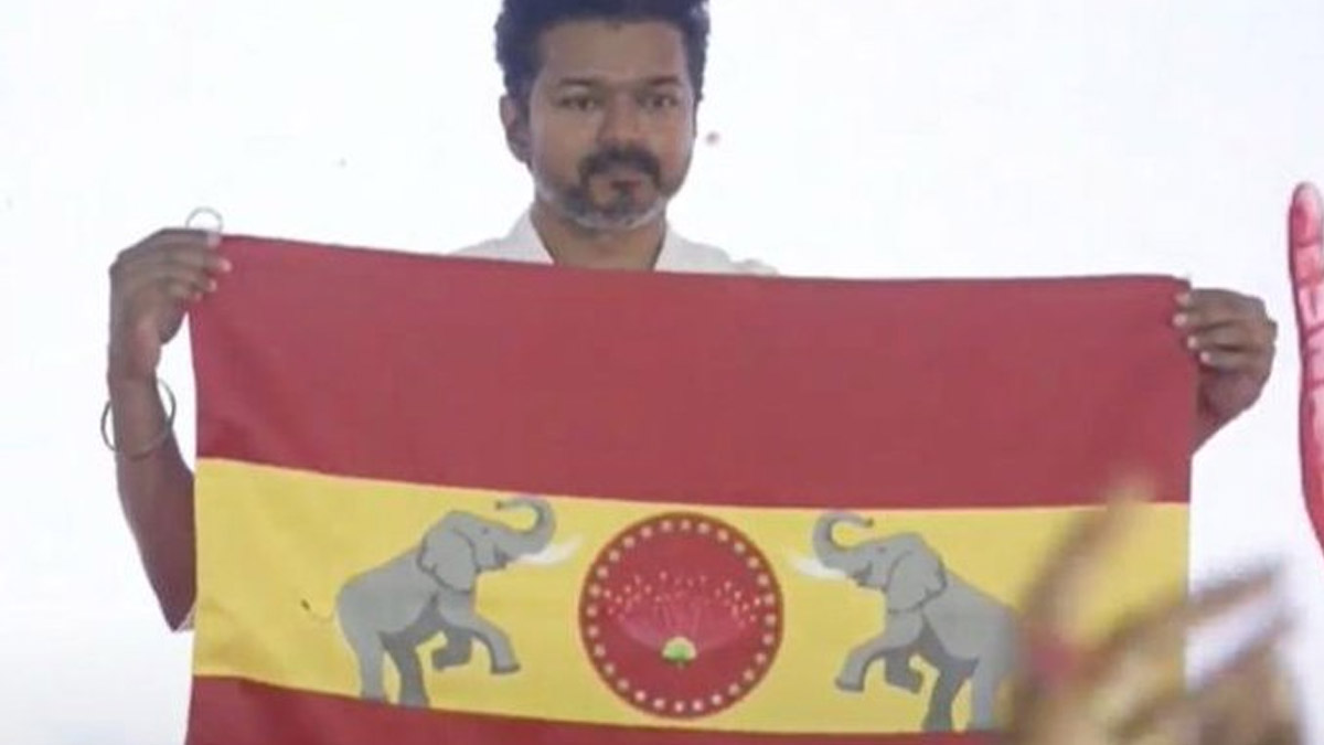 Actor Vijay Unveils The Official Flag Of His Political Party Tamilaga ...
