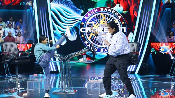 Amitabh Bachchan And KBC Junior Tritee Captivate Fans With Iconic Air Kick On Kaun Banega ...