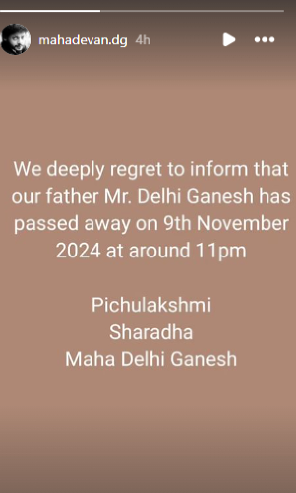 Delhi Ganesh Death Reason: Renowned Tamil Actor Delhi Ganesh Passes ...