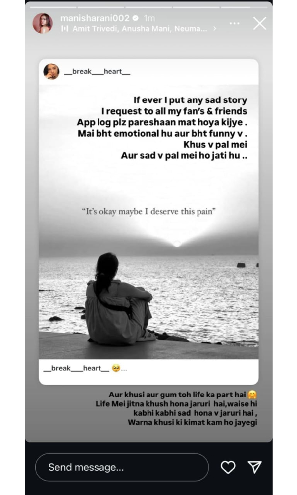 Manisha Rani Opens Up About Emotions in Heartfelt Instagram Story ...