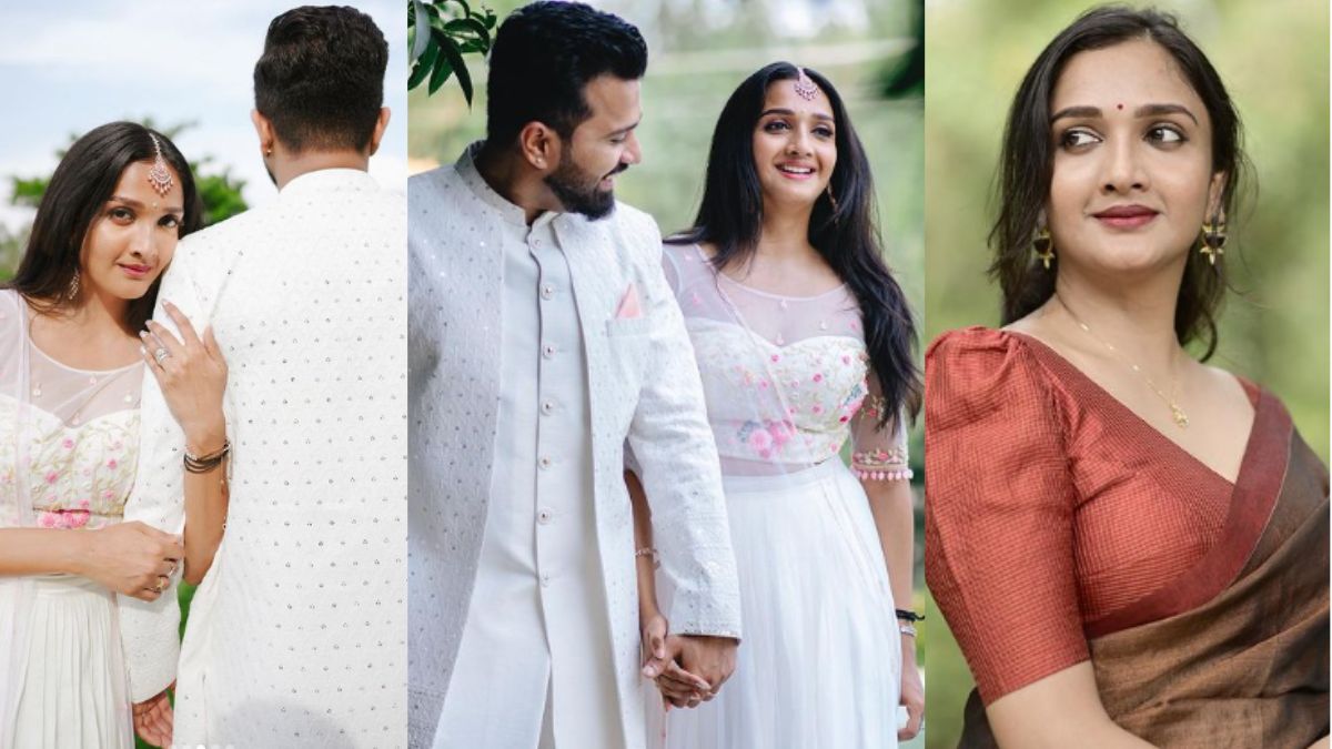 ഒളിച്ചുവെച്ചിരുന്ന ആളിതാ! വരനെ പരിചയപ്പെടുത്തി സുരഭി സന്തോഷ്; നിശ്ചയം ...