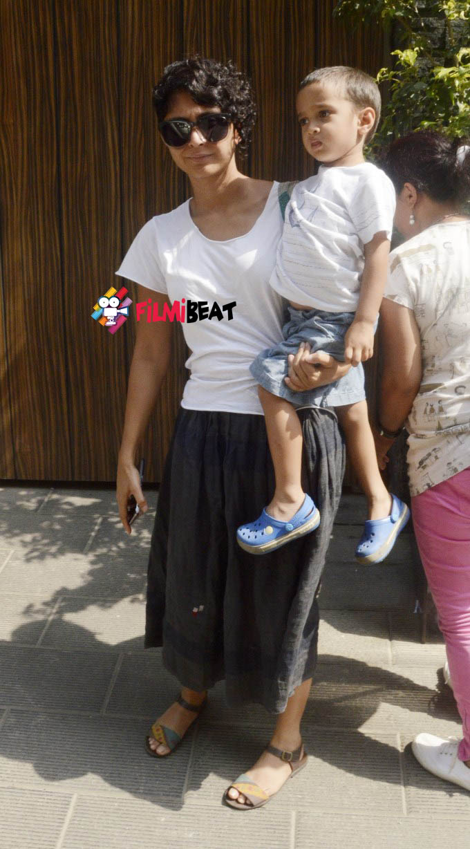 Kiran Rao Spotted With Her Son Azad Rao Khan At Her Residence - Filmibeat