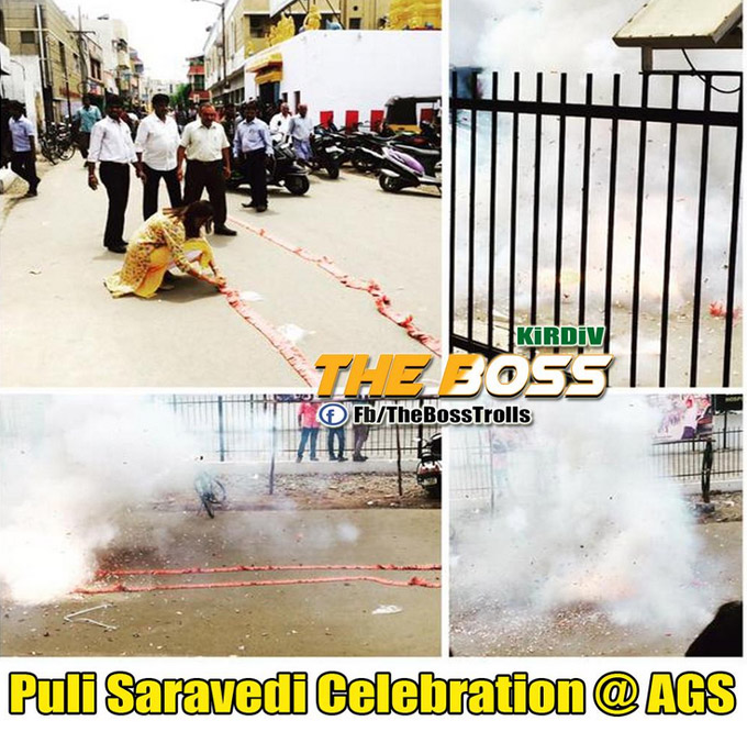Fans Celebrates Puli Movie Release - Filmibeat