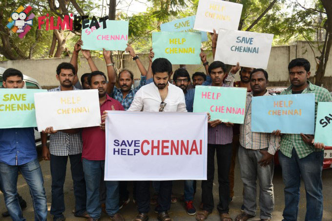Hero Chetan Cheenu At Save Chennai Rally - Filmibeat