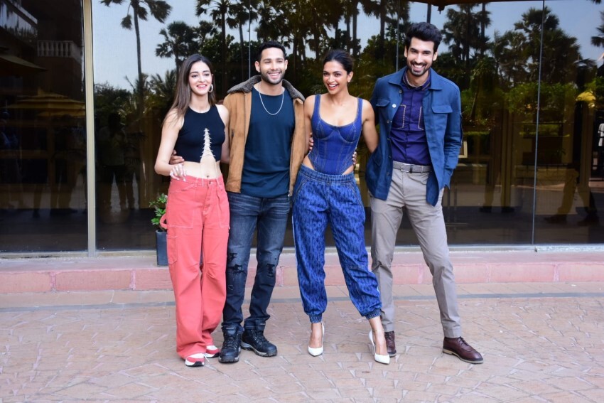 Deepika Padukone Siddhant Chaturvedi Ananya Panday Dhairya Karwa Spotted Promoting Their Film