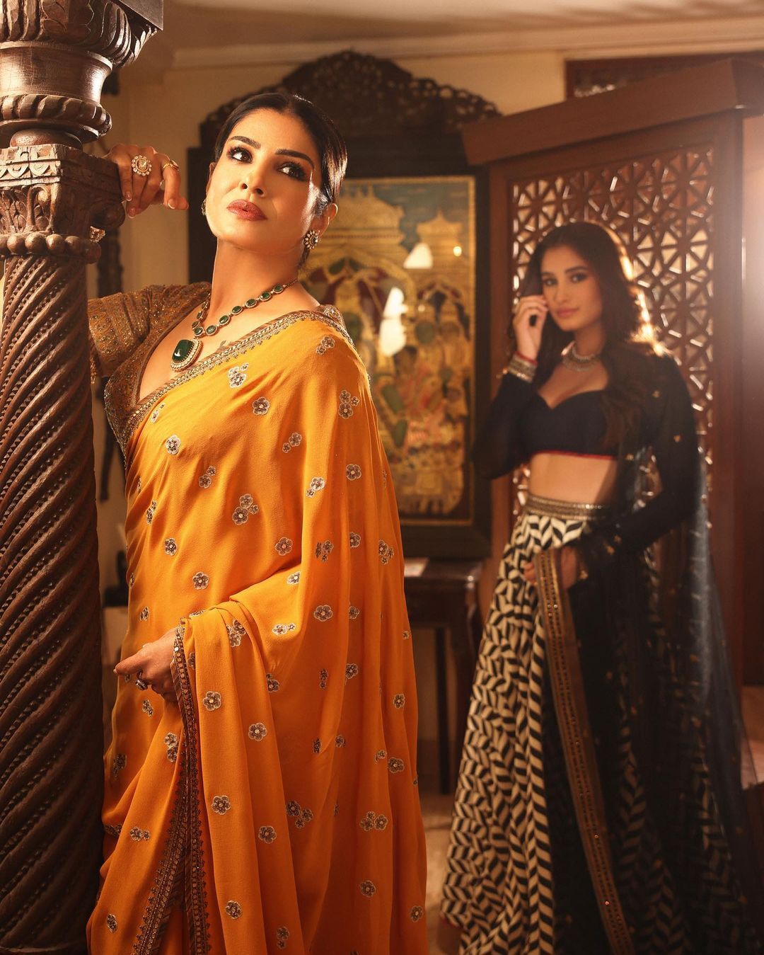 Raveena and Daughter Rasha Look Gorgeous in Ethnic Wear setting goals ...