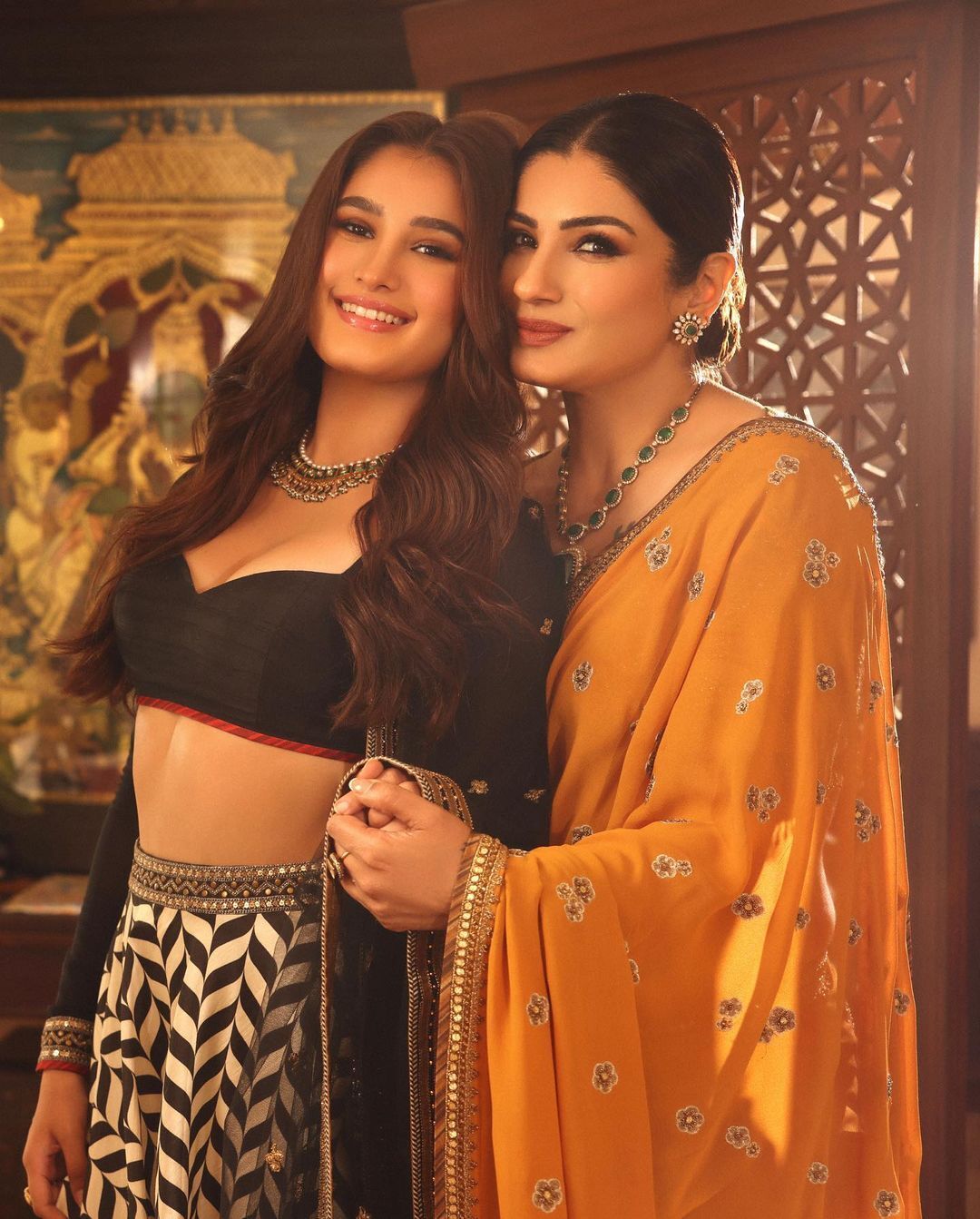 Raveena and Daughter Rasha Look Gorgeous in Ethnic Wear setting goals ...