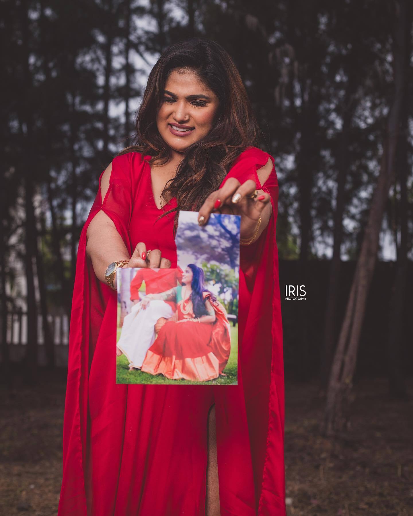 Tamil Actress Shalini Stuns in a Red thigh-high slit Gown as She ...