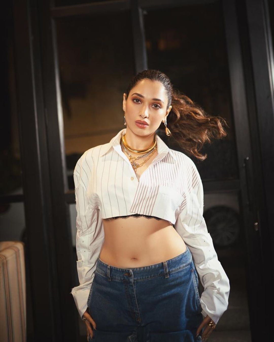 Tamannaah Bhatia Pulls Off the Best Chic Look in Crop Shirt and Baggy ...