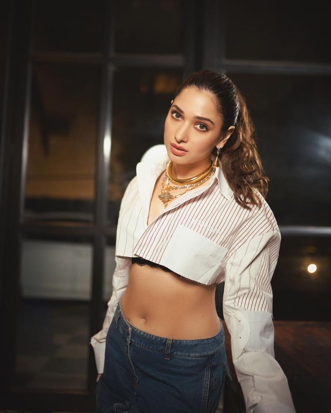 Tamannaah Bhatia Pulls Off the Best Chic Look in Crop Shirt and Baggy ...