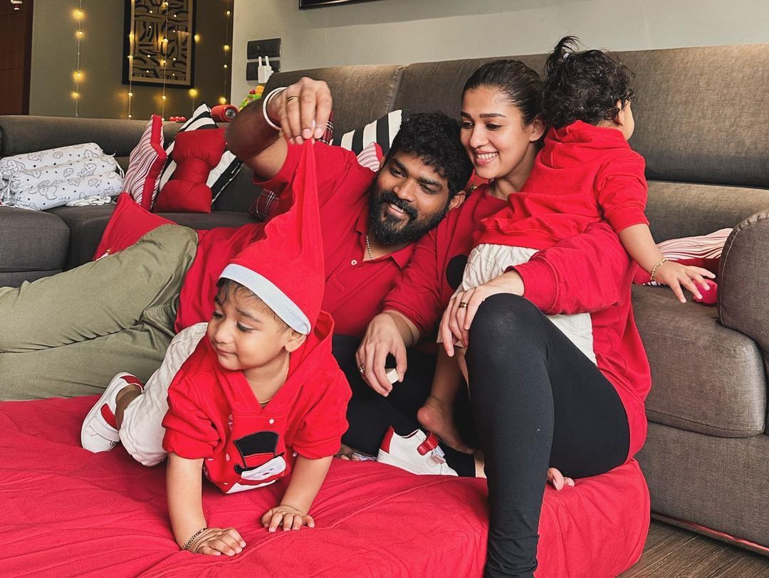 Nayanthara & Vignesh Shivan's Red-Themed Christmas Celebration with Twins Uyir and Ulag - Filmibeat