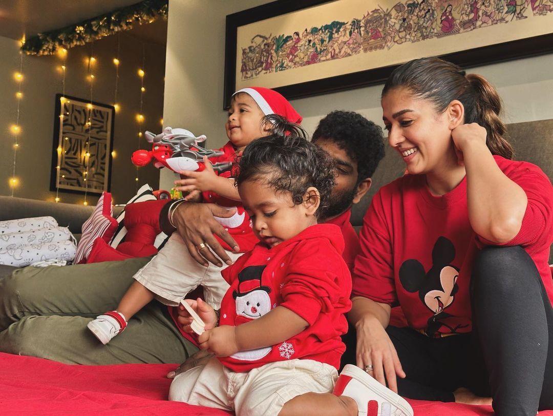 Nayanthara & Vignesh Shivan's Red-Themed Christmas Celebration with Twins Uyir and Ulag - Filmibeat