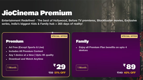 JioCinema Premium Subscription At Rs.29? Checkout Details Here - Filmibeat