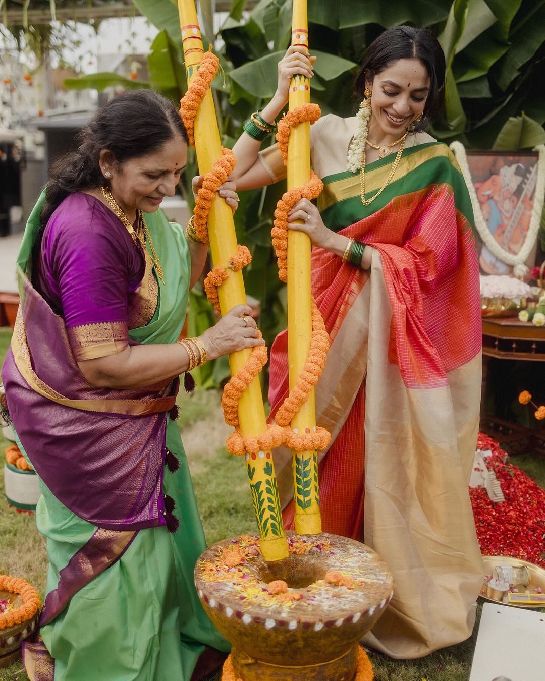 Sobhita Dhulipala-Naga Chaitanya Kick Off Wedding Festivities With Traditional Godhuma Raayi ...
