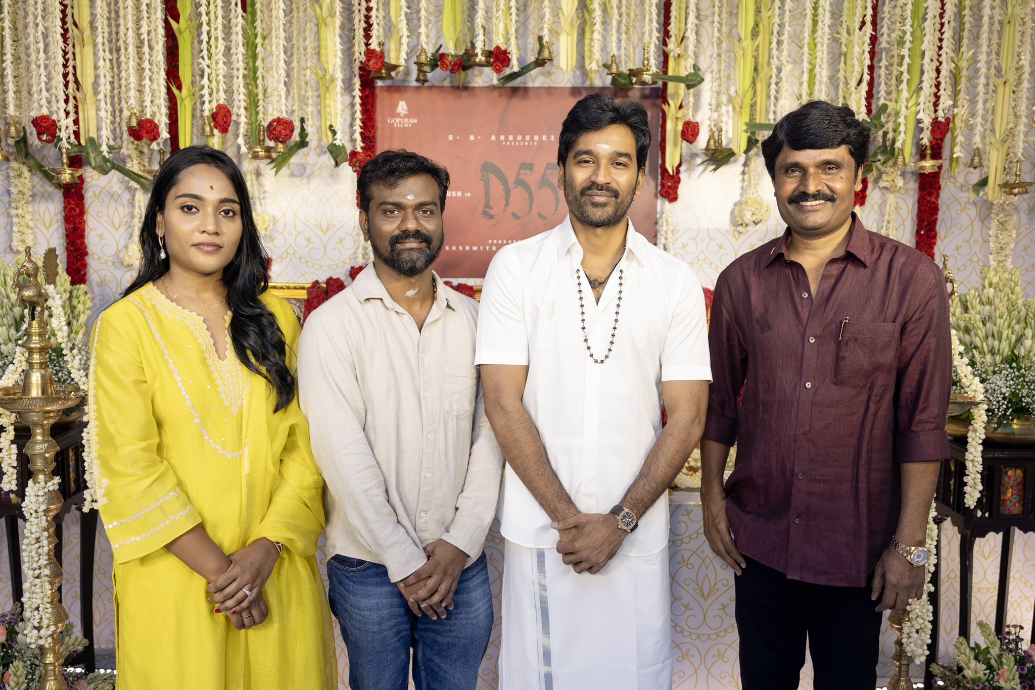 Dhanush D55 Movie Pooja Photos| Dhanush |D55 Pooja ceremony| first look ...