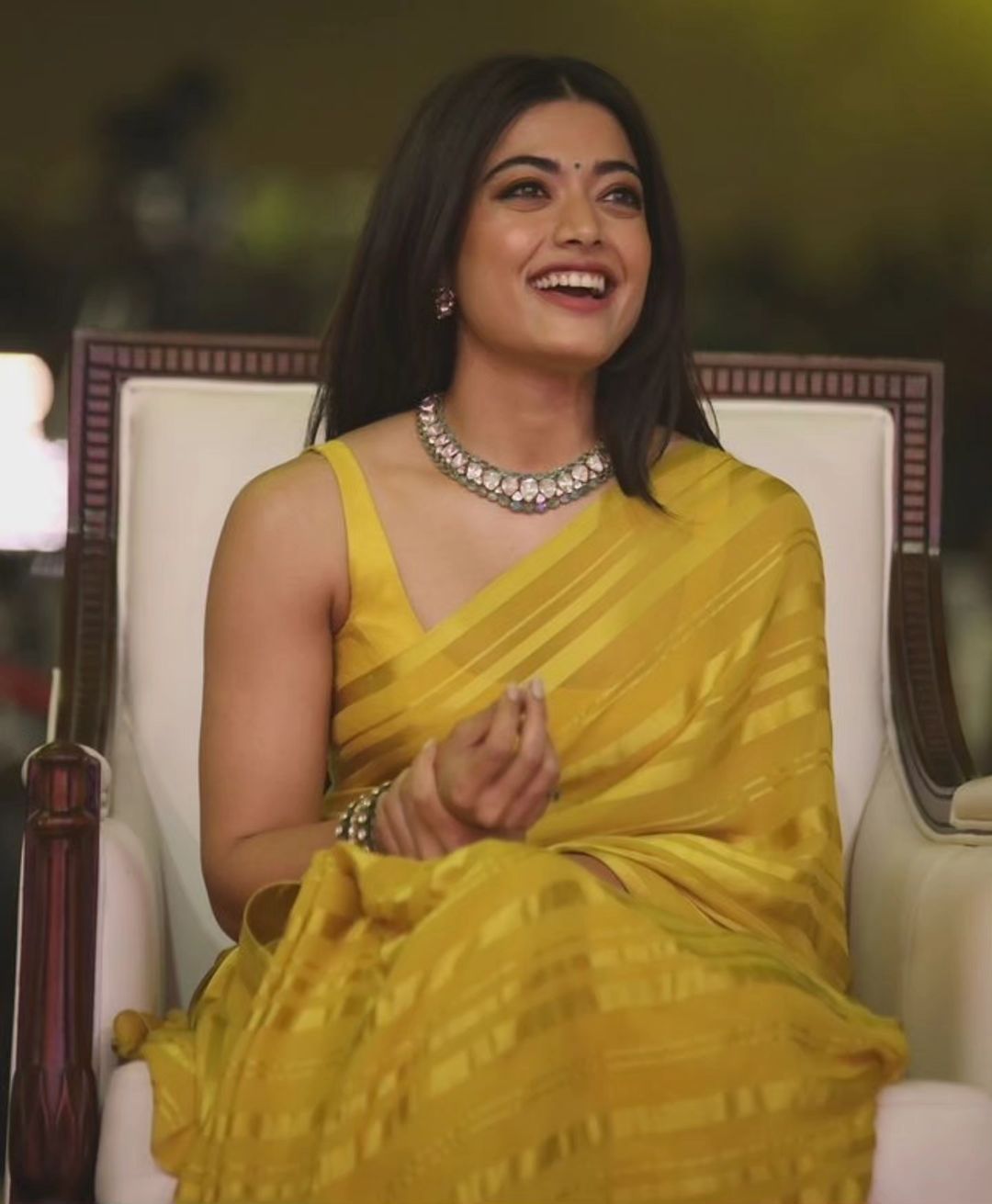 Rashmika Mandanna Lights Up Pushpa 2 Kochi Event In A Stunning Yellow Saree Look | Rashmika ...