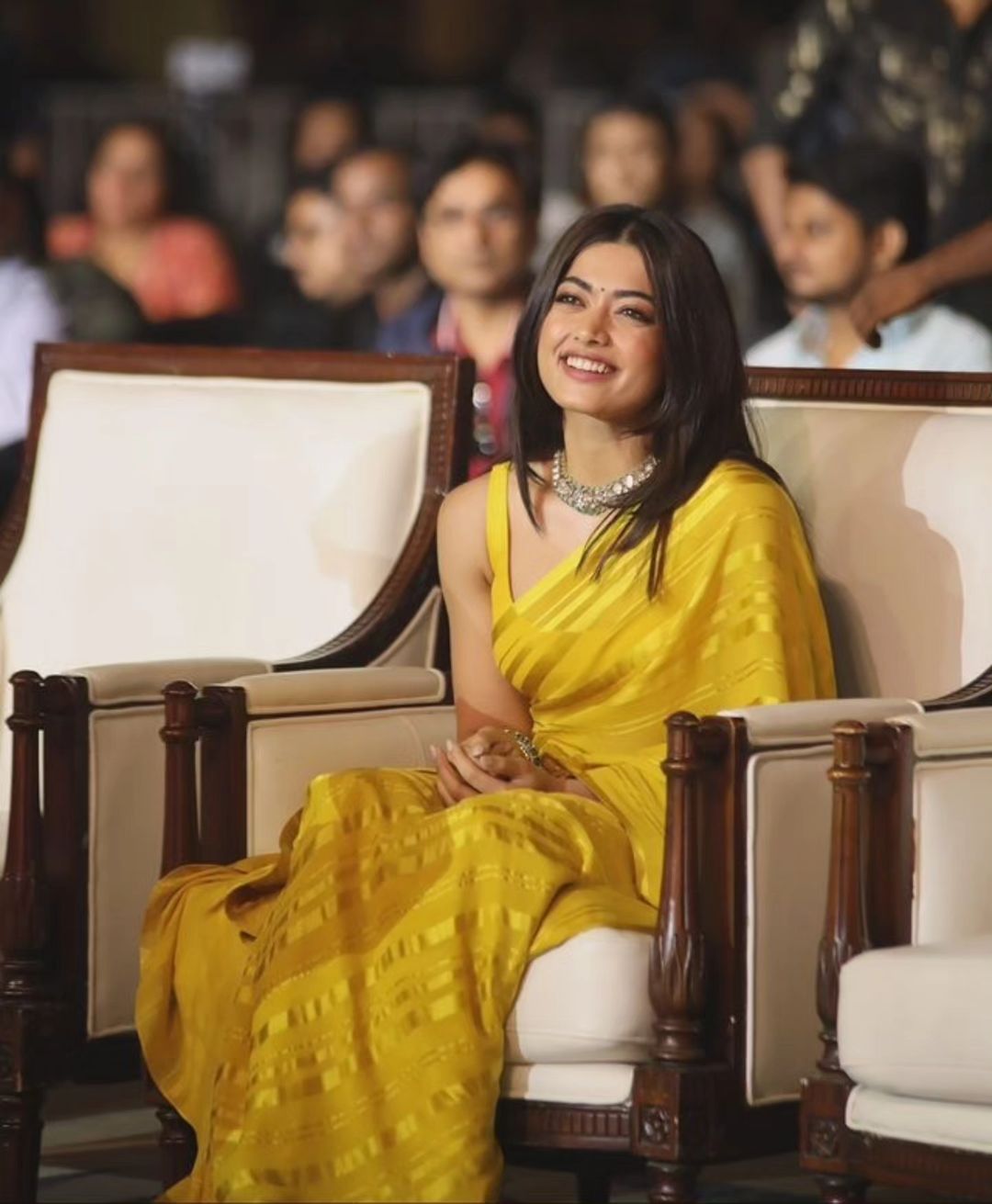 Rashmika Mandanna Lights Up Pushpa 2 Kochi Event In A Stunning Yellow Saree Look | Rashmika ...