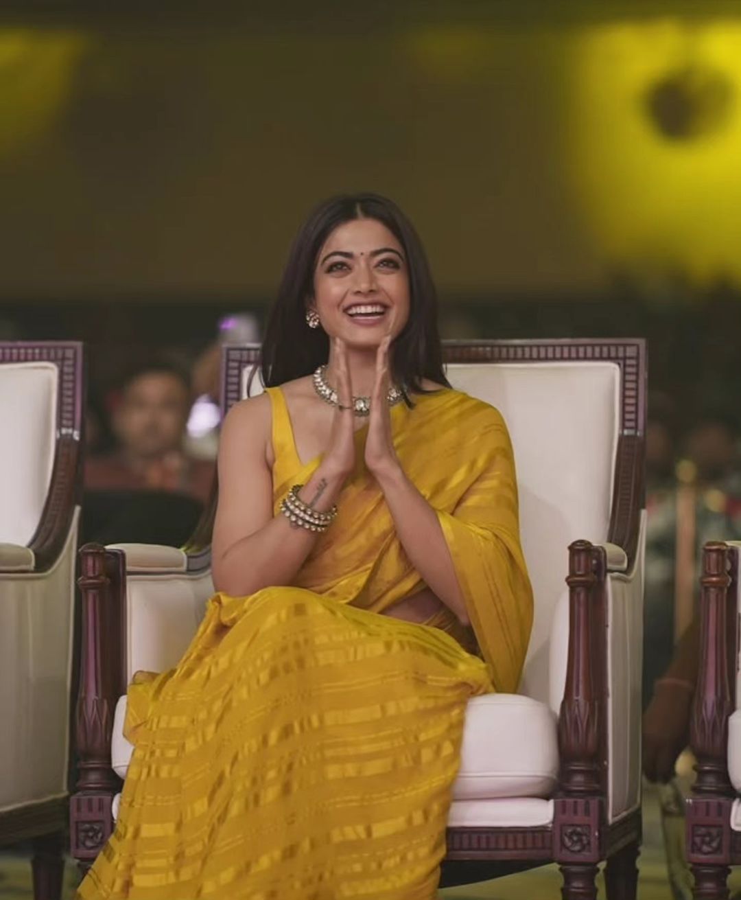 Rashmika Mandanna Lights Up Pushpa 2 Kochi Event In A Stunning Yellow Saree Look | Rashmika ...