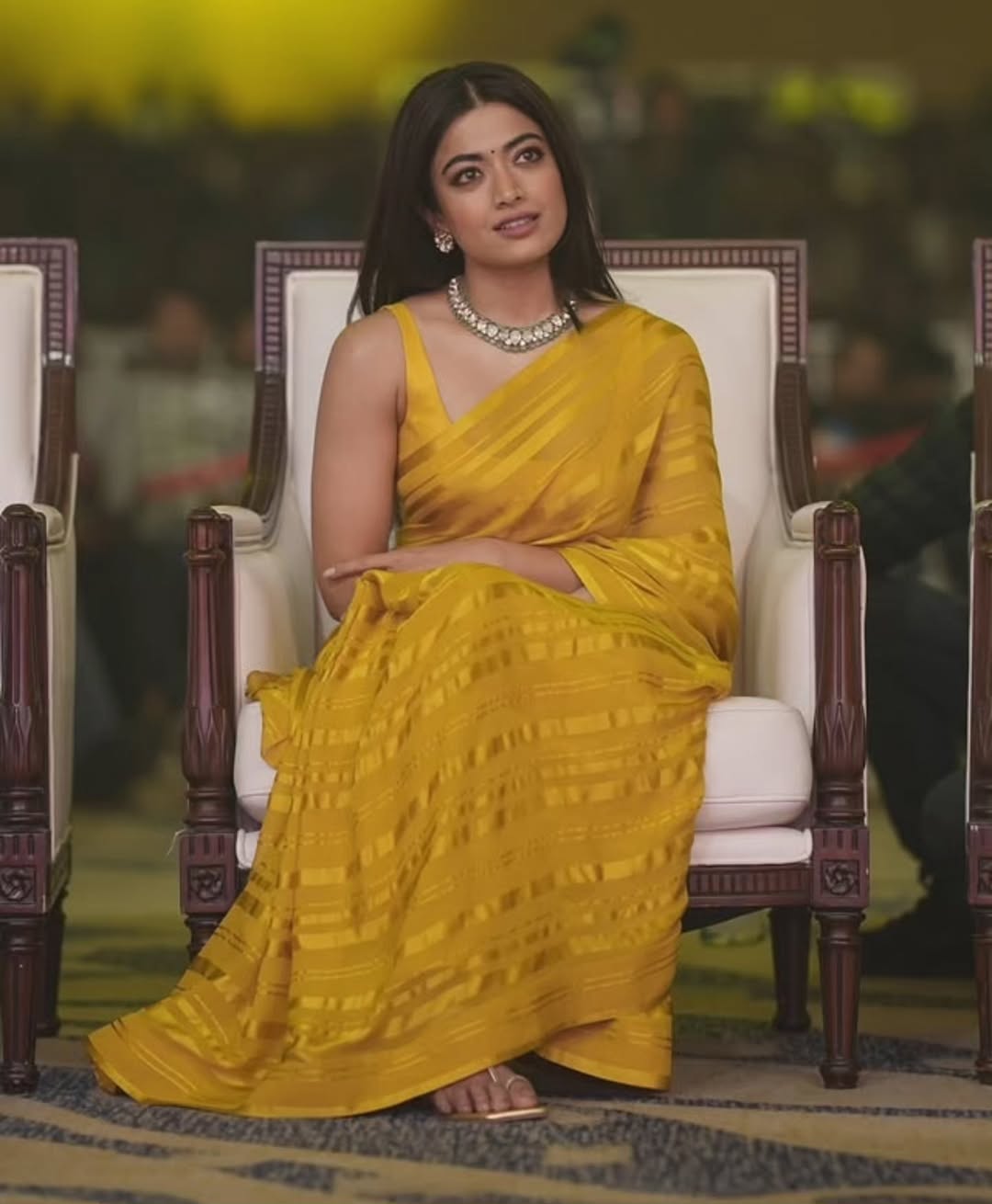 Rashmika Mandanna Lights Up Pushpa 2 Kochi Event In A Stunning Yellow Saree Look | Rashmika ...