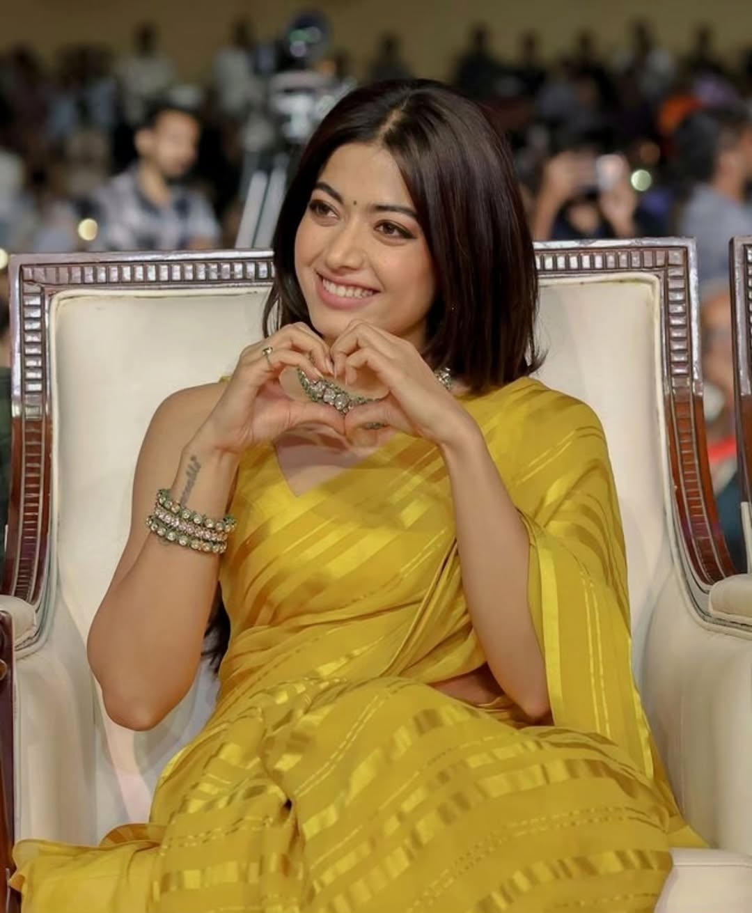 Rashmika Mandanna Lights Up Pushpa 2 Kochi Event In A Stunning Yellow Saree Look | Rashmika ...