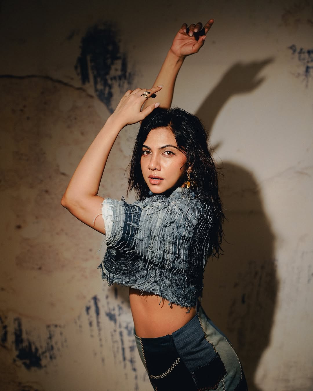 Madonna Sebastian Stuns in Patchwork Denim Ensemble: A Blend of Boho ...