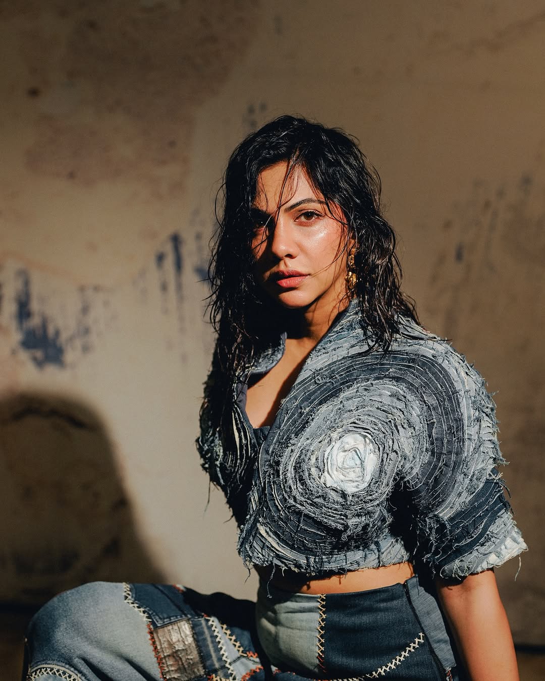 Madonna Sebastian Stuns in Patchwork Denim Ensemble: A Blend of Boho ...