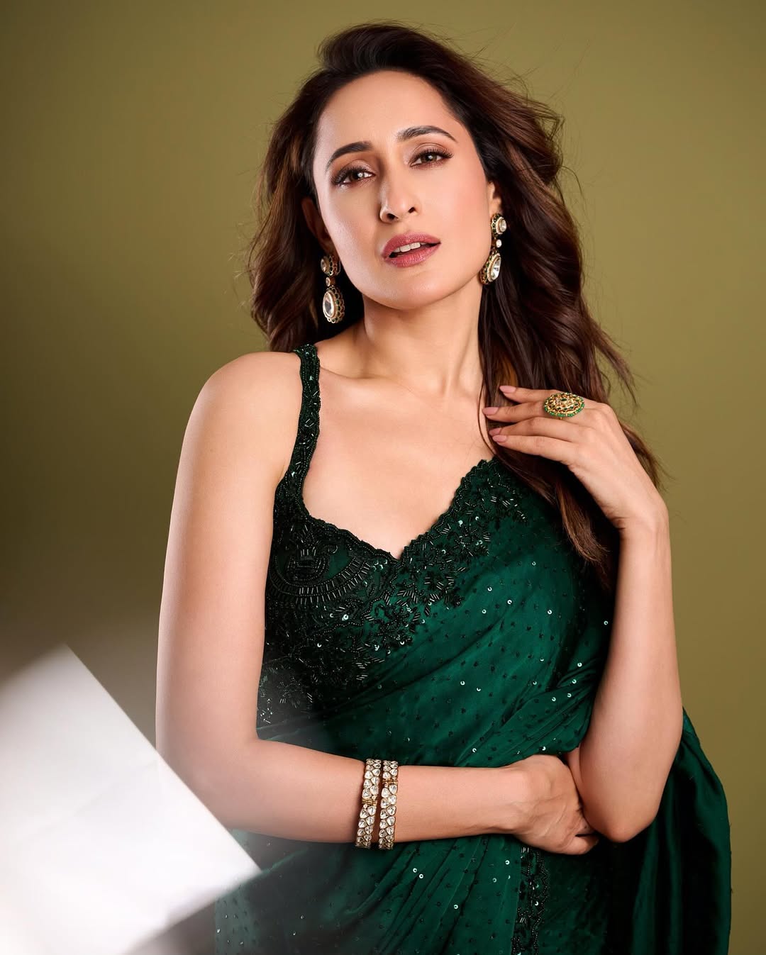 Pragya Jaiswal Radiates Elegance in Deep Emerald Green Saree - Filmibeat
