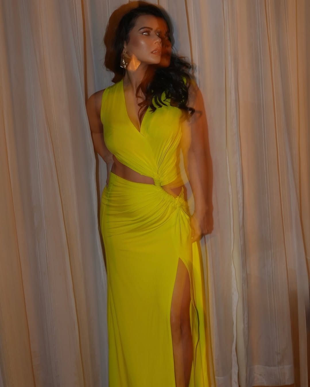 Sharmiela Mandre Stuns in Bright Yellow Gown with Bold Accessories ...