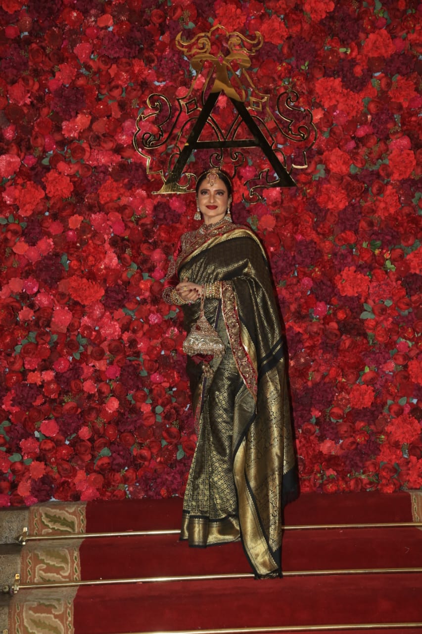 Actress Rekha Wore At Adar Jain Wedding Saree Connection With Amitabh ...