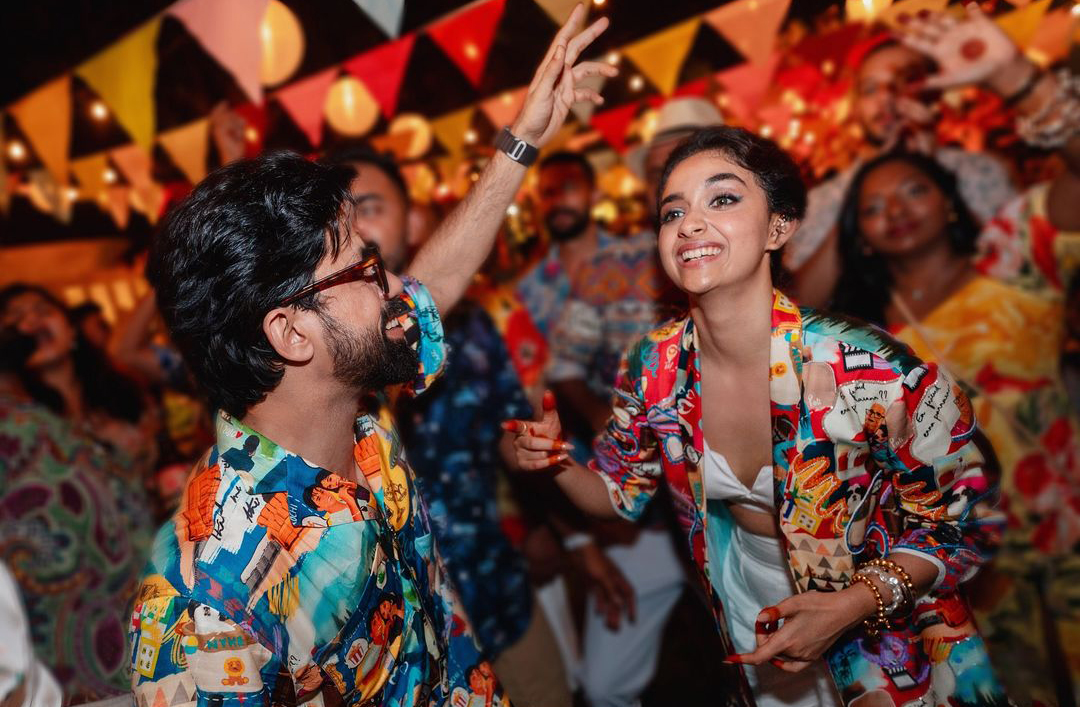 Keerthy Suresh and Antony Thattil In Unqie Vibrant Dress Enjoy Their ...