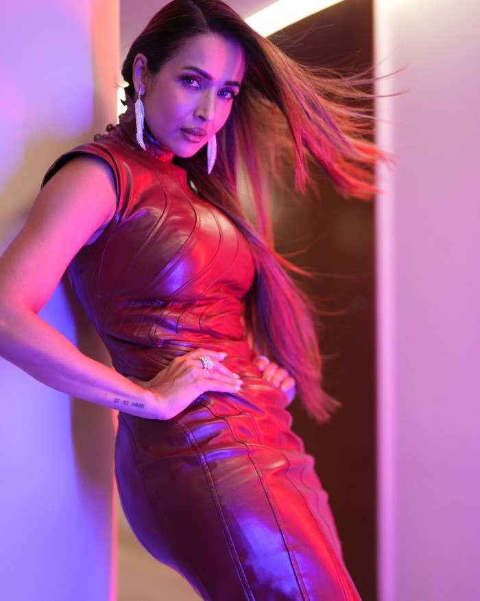 Malaika Arora Stuns In A Sleek Leather Gown - Filmibeat