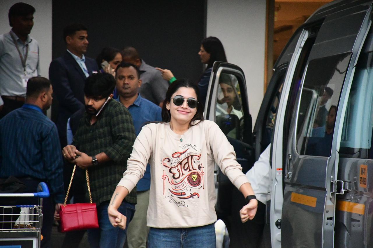 Rashmika Mandanna Promotes 'Chhaava' Movie At Kalina Airport - Filmibeat