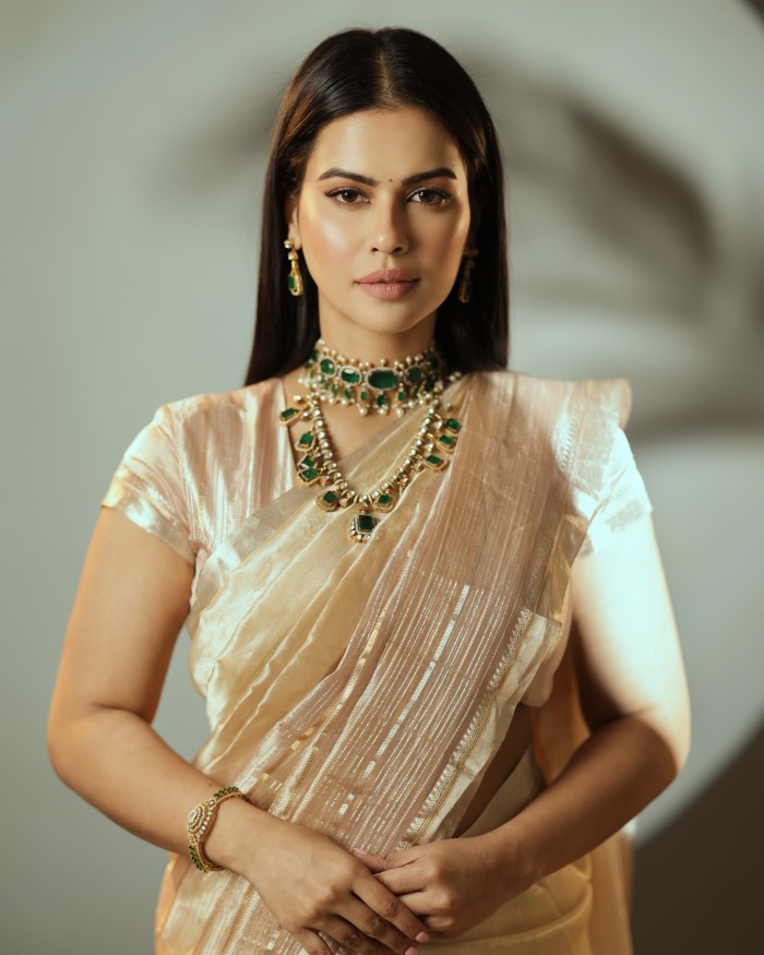 Sharmila Mandre Stuns In Elegant And Classy Golden Saree - Filmibeat