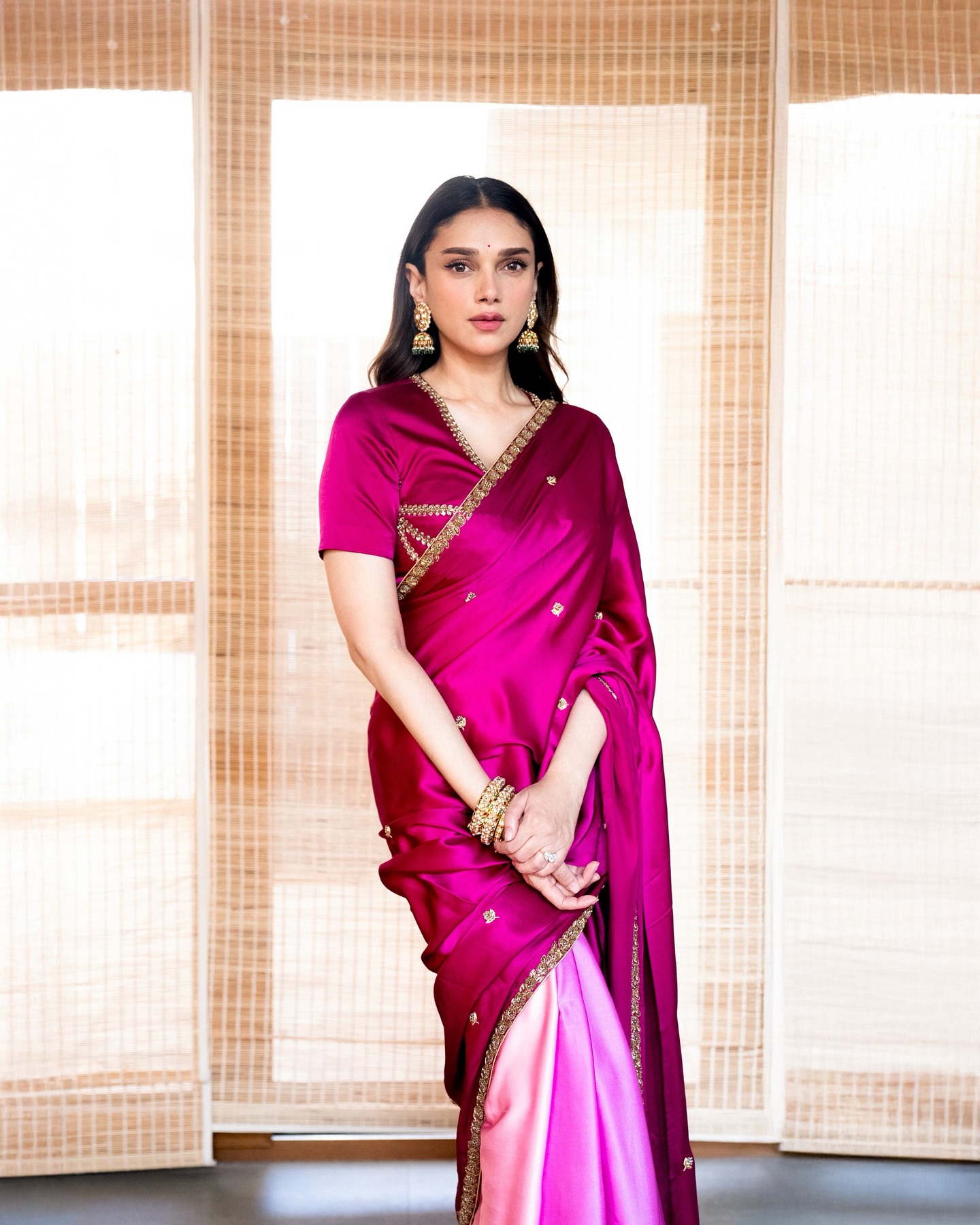 Aditi Rao Hydari Elegant Photoshoot In Pink Silk Saree Traditional Look ...