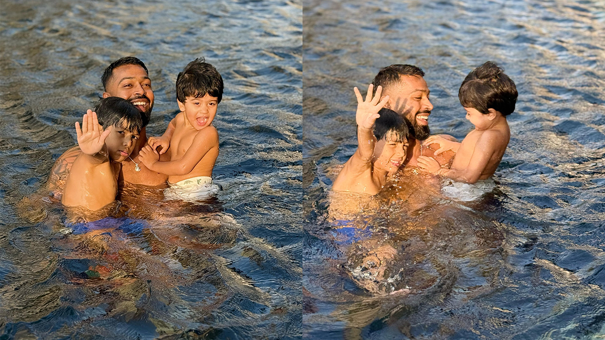 Hardik Pandya’s Perfect Pool Day With His Tiny Splash Squad - Filmibeat