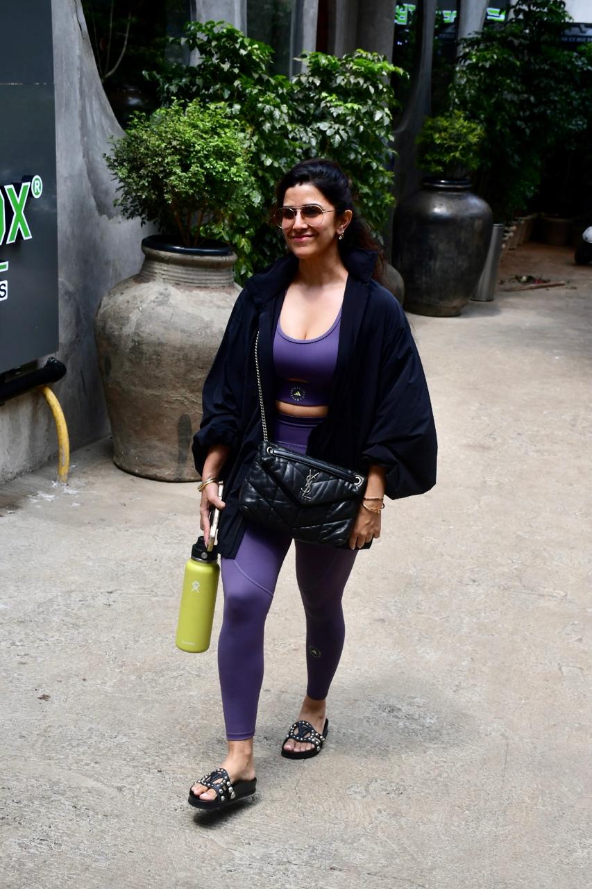 Nimrat Kaur Stuns in a Purple Gym Outfit During Bandra Workout Session ...