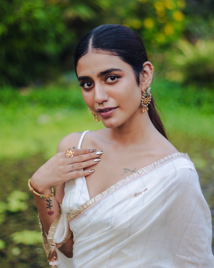 Priya Prakash Varrier Stuns In White Cream Saree For Vishu 2025 ...