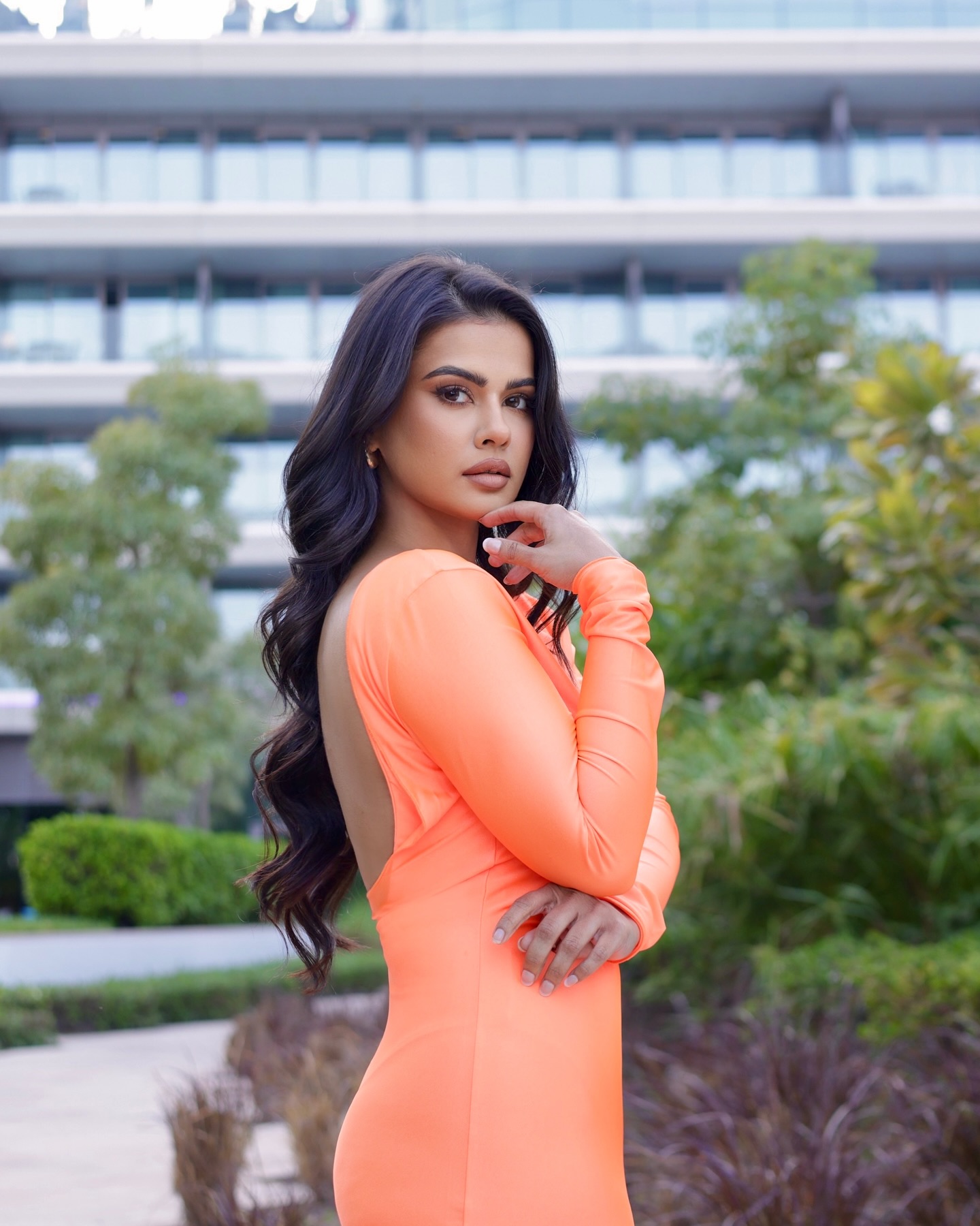 Sharmiela Mandre Dazzles In Elegant Peach-Orange Gown - Filmibeat